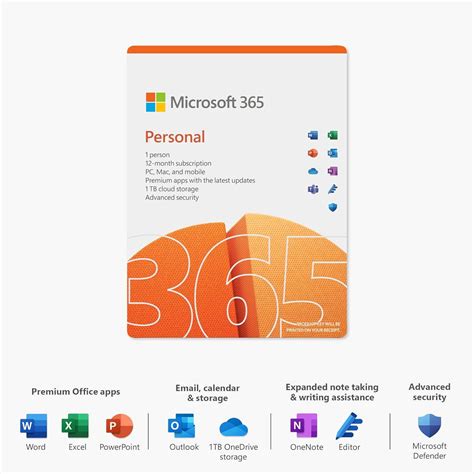 Microsoft Office 365 Personal Retail Box Uk 1 Year
