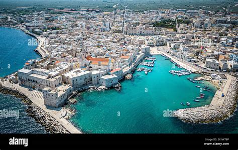 Aerial View Of Giovinazzo Seafront And Old Town In Puglia With Drone