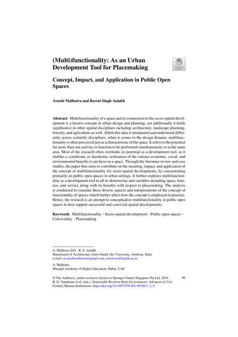 Pdf Multifunctionality As An Urban Development Tool For