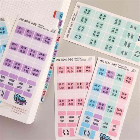 Mini Index Tabs Southern Hemisphere Planner Monthly Tabs Hobonichi Pastel Rainbow