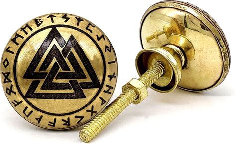 2 Pack Of Handmade Odin Brass Knobs Viking Decor Brass Cabinet Knobs