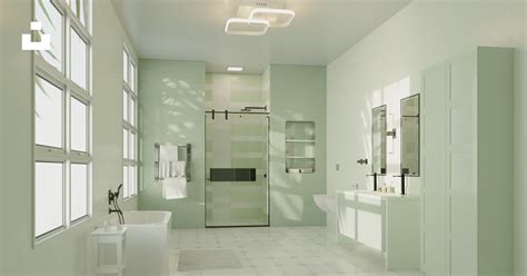 흰색 타일 바닥과 벽이 있는 대형 욕실 사진 Unsplash의 무료 욕실 이미지