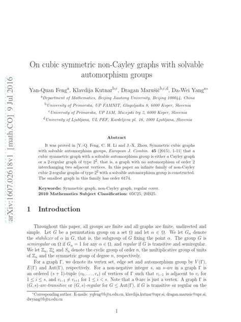 On Cubic Symmetric Non Cayley Graph Pdf Vertex Graph Theory Abstract Algebra