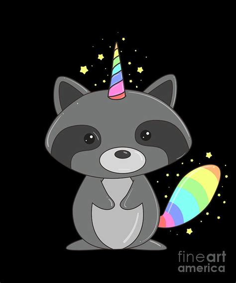 Raccoonicorn Unicorn Raccoon Drawing By Noirty Designs Pixels
