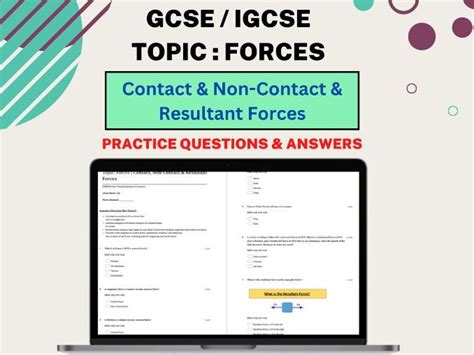 Gcse Igcse Physics Resultant Forces Self Assessment Questions And Answers [2023] Teaching