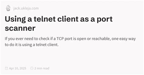 Using A Telnet Client As A Port Scanner