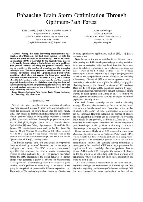 Pdf Enhancing Brain Storm Optimization Through Optimum Path Forest