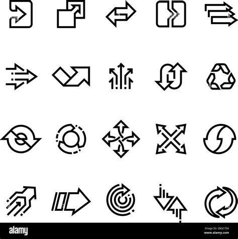 transform action many direction arrows line vector icons simple transition outline symbols