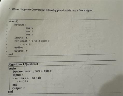 3 Flow Diagram Convert The Following Pseudo Code