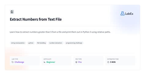 Extract Numbers From Text File Labex