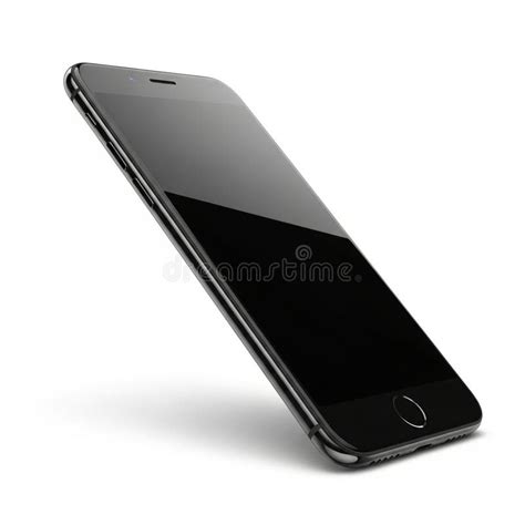Sleek Black Smartphone With Dark Screen On White Background Mobile