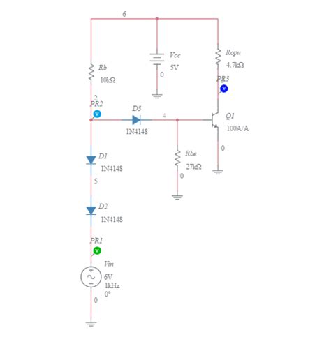 Diode Bjt Inverting Zero Crossing Detector Multisim Live