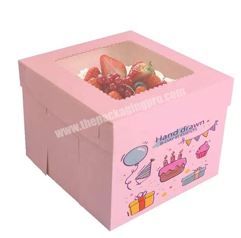 Free Sample Disposable Cake Boxes Square Pink Paper Cake Boxes Pastry