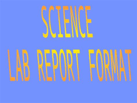 Ppt Parts Of A Lab Report 1 Title Page 2 Introduction Problem