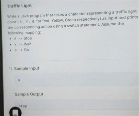 Traffic Light Write A Java Program That Takes Studyx