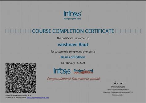 Vaishnavi Raut On Linkedin Python Infosysspringboard