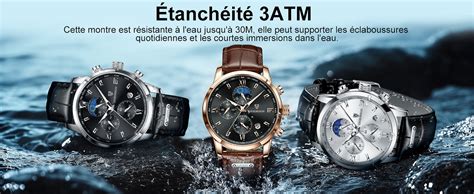 Lige Montre Homm Chronographe à Quartz Analogique Étanche à 30m Montre Élégante Pour Homme