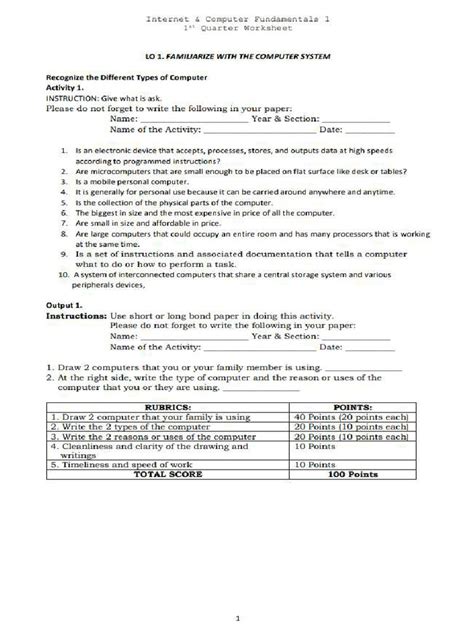 Internet And Computer Fundamentals 1 Exercise Pdf