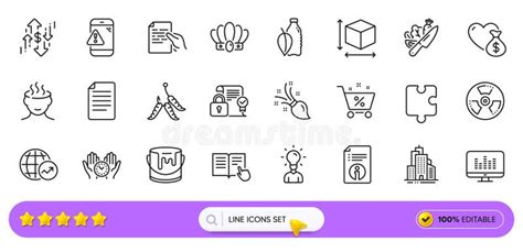 Crown Warning Message And Loan Percent Line Icons For Web App Pictogram Icon Line Icons