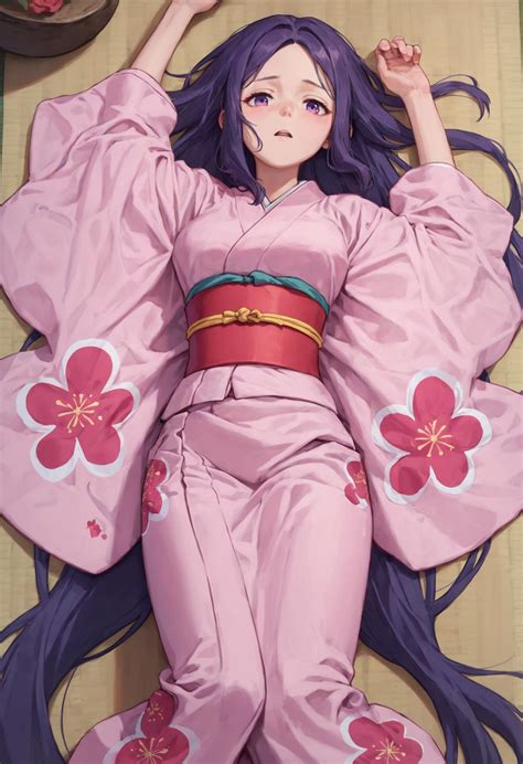 Anime Girl Laying On The Floor With Her Arms Up Seaart Ai