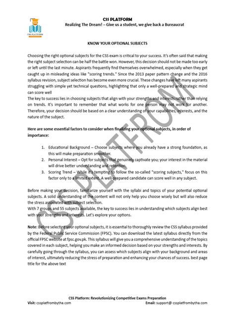 Optional Subjects For Css A Comprehensive Selection Guide Pdf
