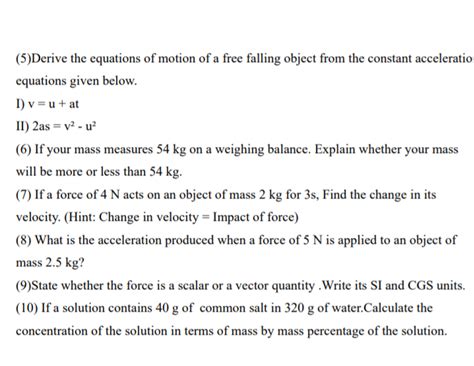 5 Derive The Equations Of Motion Of A Free Falling Object From The Const