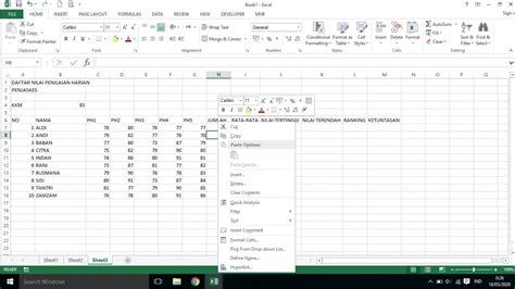 Contoh Daftar Nilai Siswa Excel