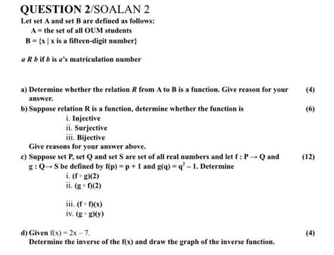 Solved QUESTION SOALAN Let Set A And Set B Are Defined Chegg Com