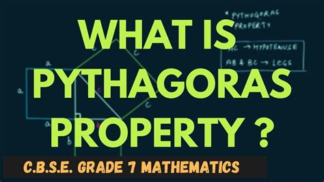 What Is Pythagoras Property Geometry C B S E Grade 7 Mathematics Youtube