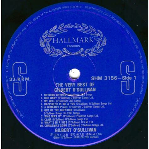 Gilbert Osullivan The Very Best Of Gilbert Osullivan Vinyl Lp