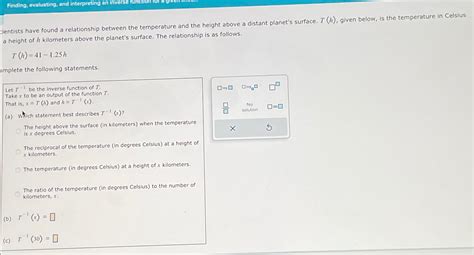Solved Finding Evaluating And Interpreting An Inverse Chegg Com