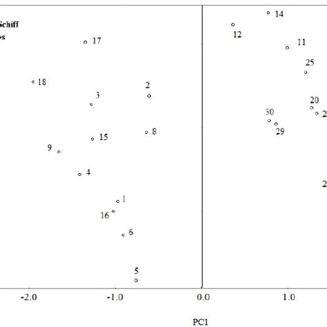 Plot Of The First Two Principal Components Pc Score Vectors For