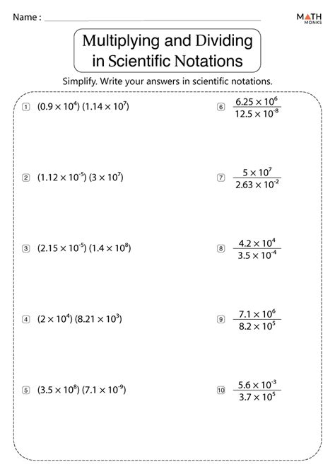 Scientific Notation Worksheet Multiplication And Division