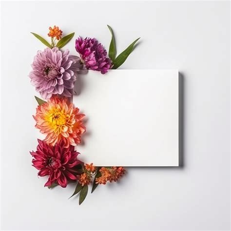 Premium Photo A Blank White Paper Covered Border In A Flower