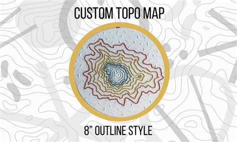 Custom Topo Map Embroidery Outline Style Etsy