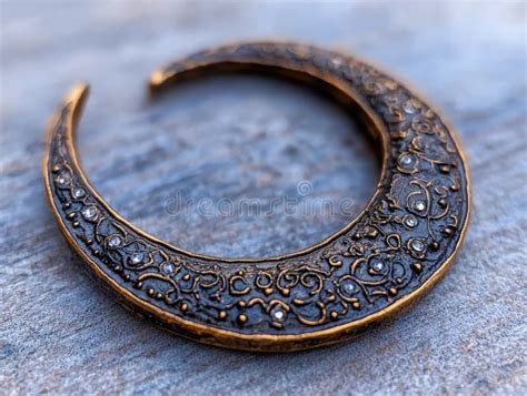 Ornate Crescent Moon Shaped Jewelry With Intricate Details Stock
