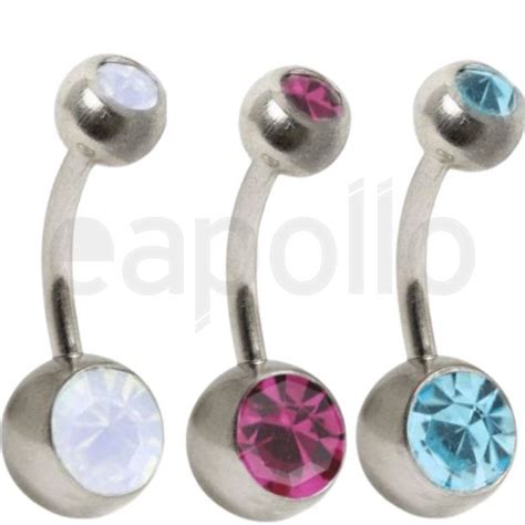 Steel Double Jewelled Belly Bar 10mm Assorted Uk Wholesaler And