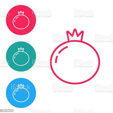 흰색 배경에 격리 된 빨간색 선 토마토 아이콘 원 버튼에 아이콘을 설정합니다 벡터 0명에 대한 스톡 벡터 아트 및 기타 이미지