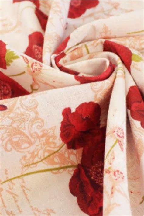 Ткань льняная набивная “Маков цвет” Маки Маки цветы Льняная ткань