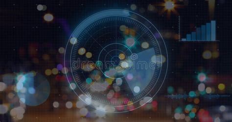 animation of illuminated radar graphs computer language over lens