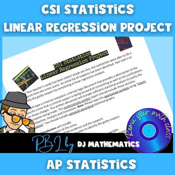 AP Statistics CSI Themed Linear Regression Project Based Learning PBL