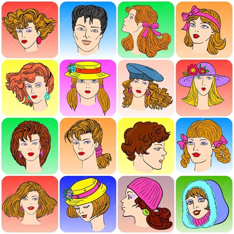 Premium Vector Set Of Various Cartoon Male And Female Faces