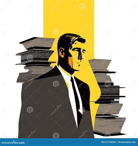 Businessman Or Employee Work With Documents Paperwork Workflow Bureaucracy Stock Vector