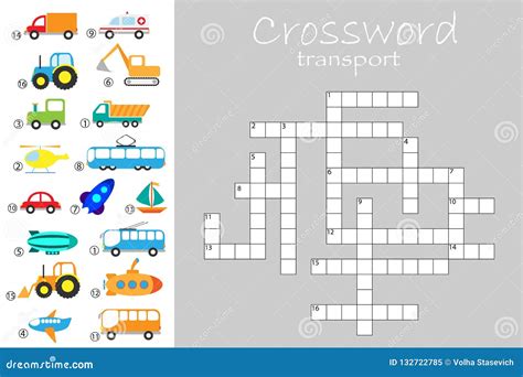 Σταυρόλεξο για τα παιδιά διαφορετικό θέμα μεταφορών παιχνίδι εκπαίδευσης διασκέδασης για τα