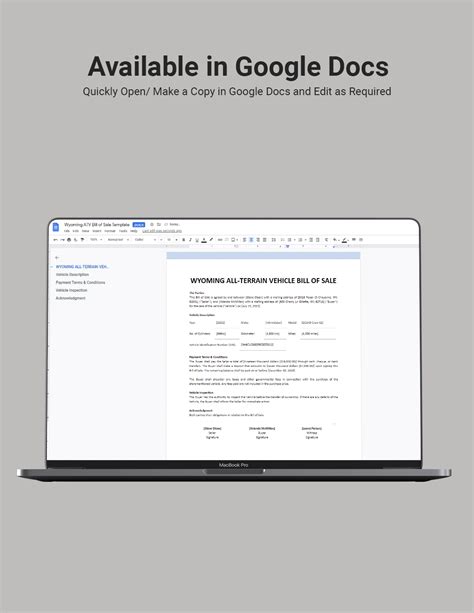 Wyoming Atv Bill Of Sale Template In Word Pdf Google Docs Download Template Net