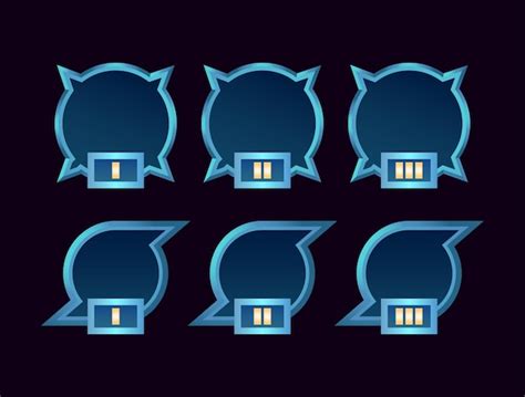 Gui 자산 요소에 대한 등급이있는 판타지 게임 Ui 테두리 아바타 프레임 세트 프리미엄 벡터