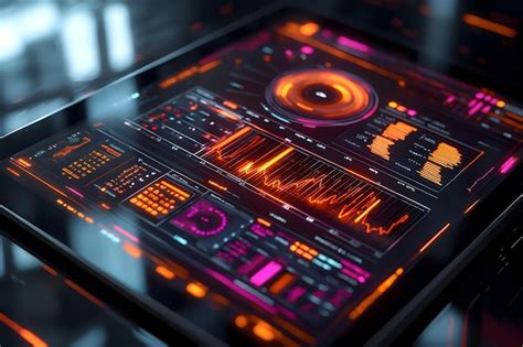 Futuristic Digital Interface With Glowing Holographic Display Elements Premium Ai Generated Image
