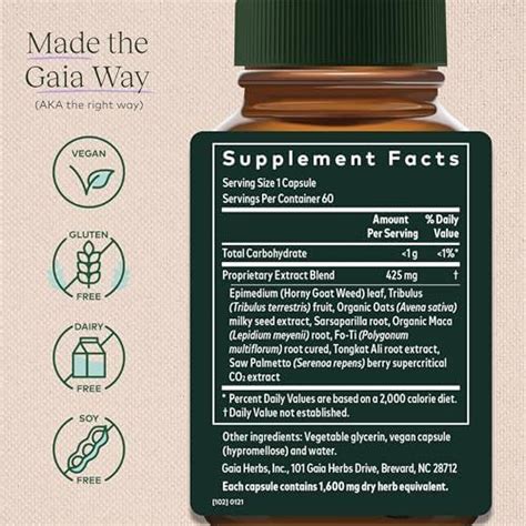 Gaia Herbs Male Libido Herbal Supplement With Saw Palmetto Horny