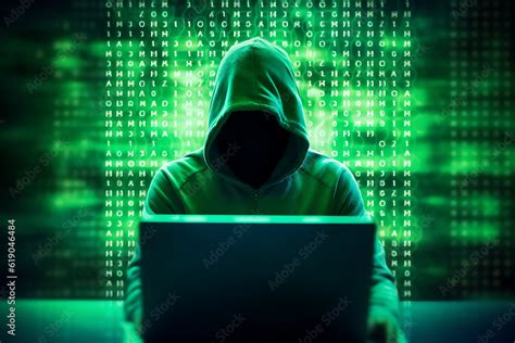 Cyber Hacker Code Realistic Composition With A Person Creates Codes For Hacking And Stealing