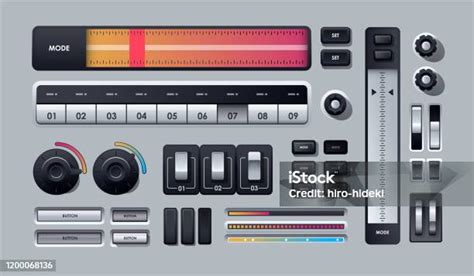 사용자 인터페이스 요소입니다 사실적인 웹 버튼 세트입니다 스위치 및 푸시 버튼을 포함하여 설정된 최신 Ui 요소입니다 검색에 대한 스톡 벡터 아트 및 기타 이미지 Istock